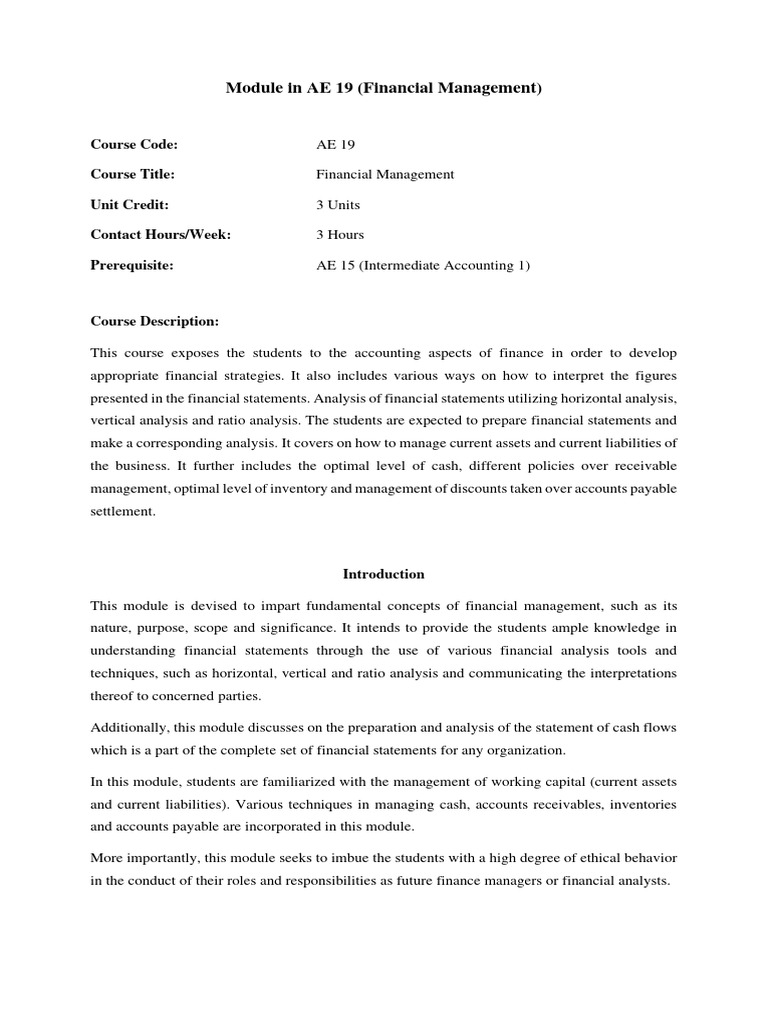 FinMan AE 19 Module 1 Intro To FinMan | PDF | Partnership | Business