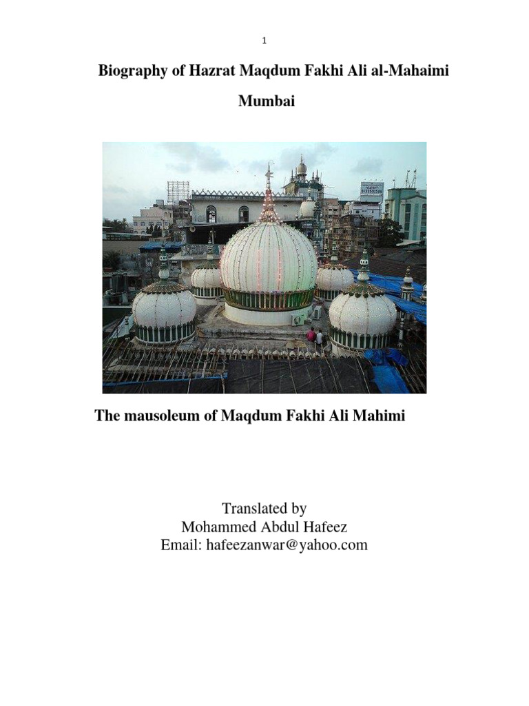 Biography Hazrat Maqdum Fakhi Ali Mahimi Mumbai Pdf Sufism