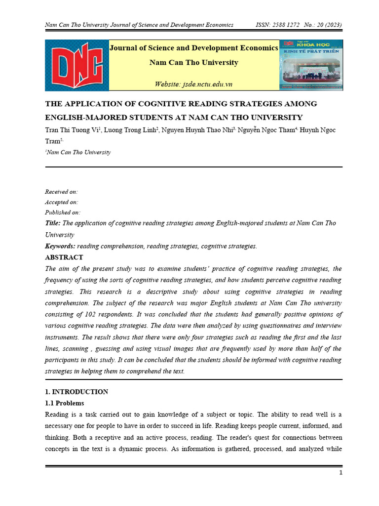 Tran Thi Tuong Vi - TTĐT CĐR PTNNL (Enlish) | PDF | Reading Comprehension | Cognition