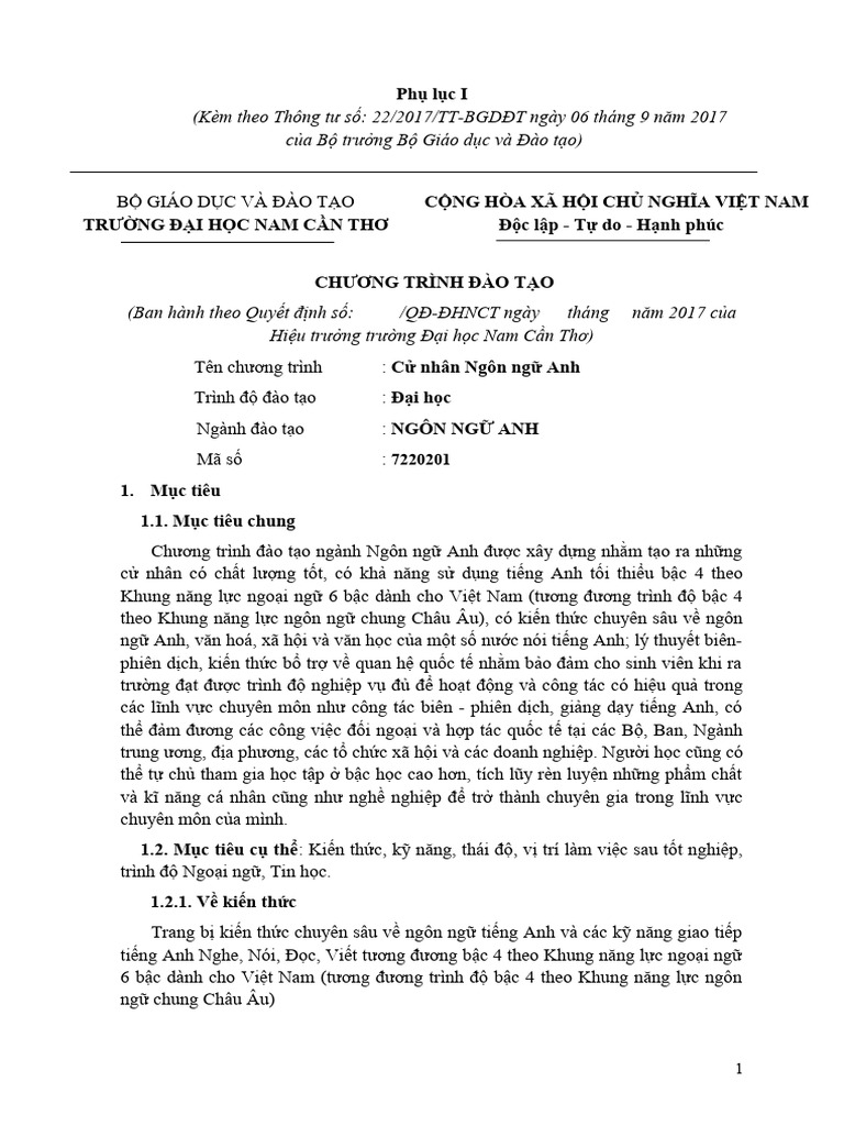 Chuong Trinh Ngon Ngu Anh | PDF