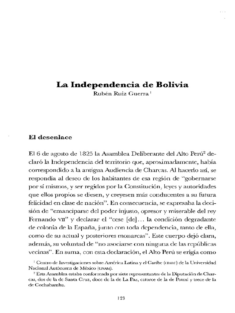 La independencia de Bolivia | PDF
