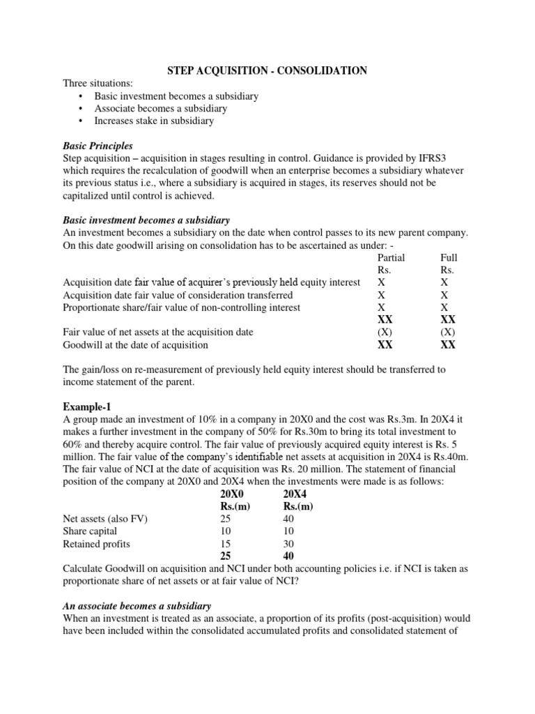 Step Acquisition | PDF | Equity (Finance) | Goodwill (Accounting)
