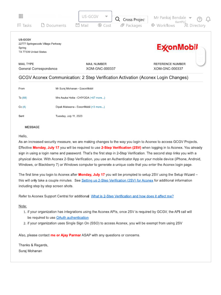 Two Step Verification Aconex | PDF