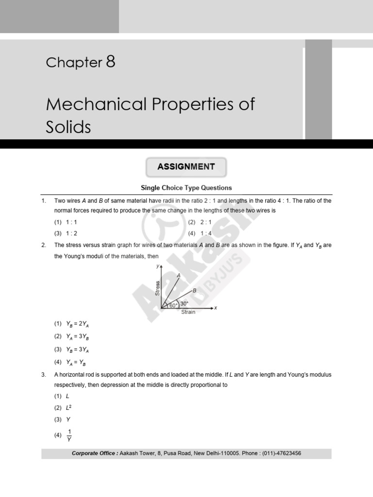 Mechanical Properties Of Solids Pdf Young S Modulus Elasticity