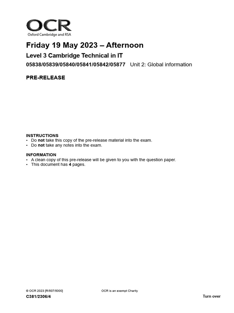 Ct L3 It U2 Pre Release June23 Web Pdf Information