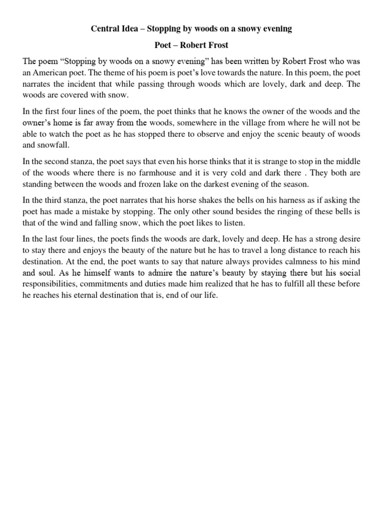 Central Theme of Frost's Poem | PDF | Poetry | Classics