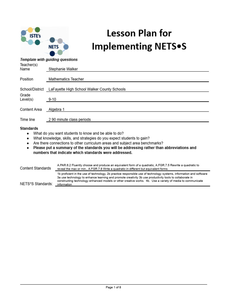 Lessonplantemplate Iste 2022 | PDF | Learning | Collaboration