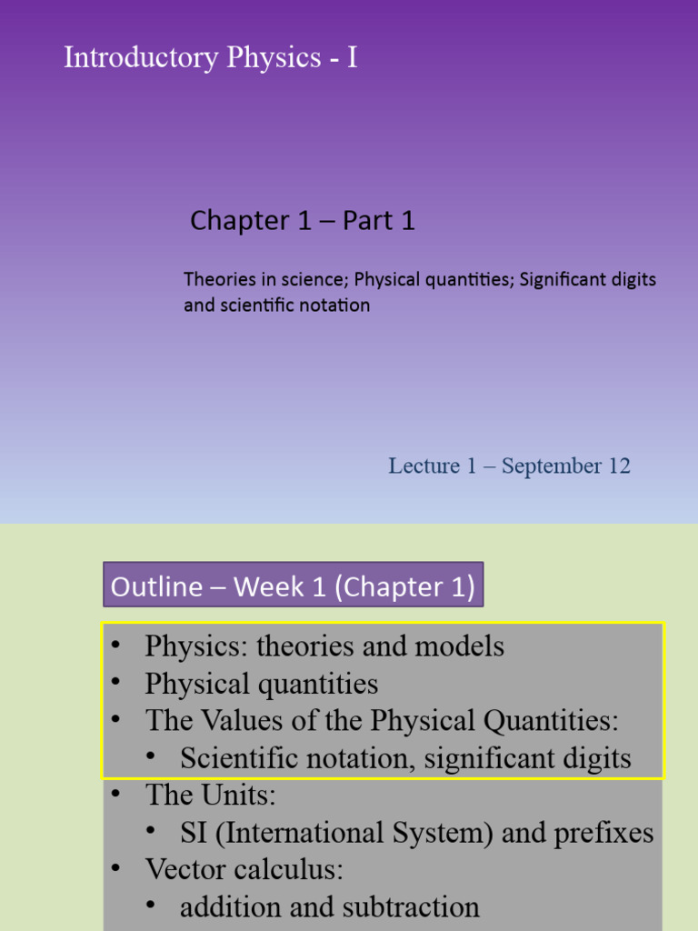 Lecture 1 - Chapter 1 Part 1 | PDF | Significant Figures | Physics