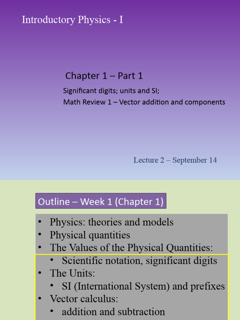 Lecture 2 - Chapter 1 Part 2 | PDF | Significant Figures | Euclidean Vector