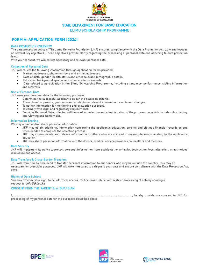 Non-Refugee JKF ELIMU Application Form 2024 | PDF | Information ...