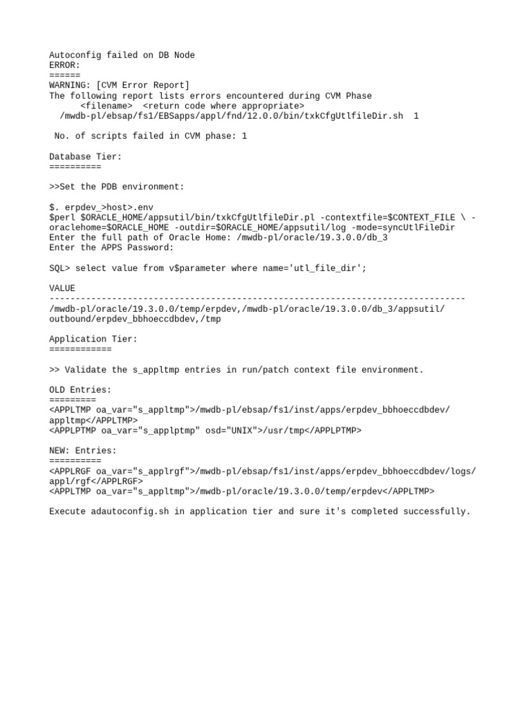 Solution For Autoconfig Failed On DB Node | PDF | Teaching Methods & Materials
