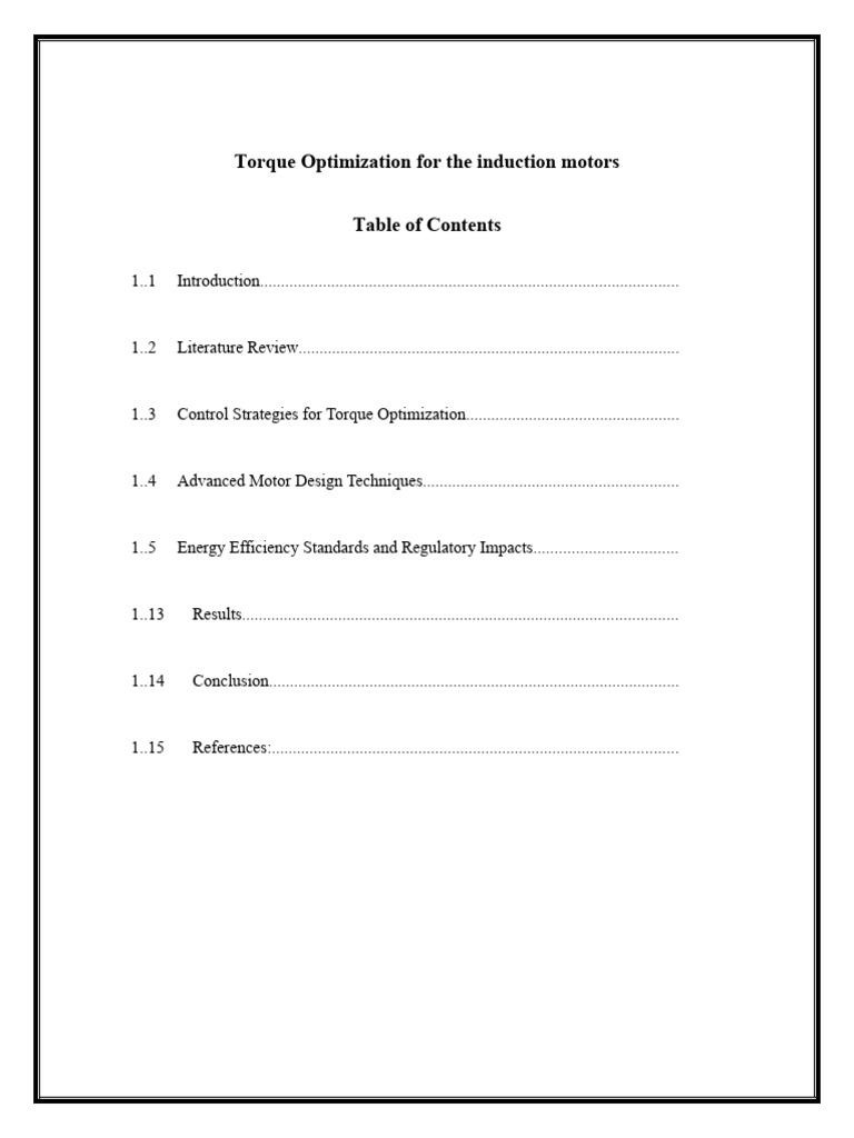 Torque Optimization For The Induction Motors Pdf Electric Motor Efficient Energy Use