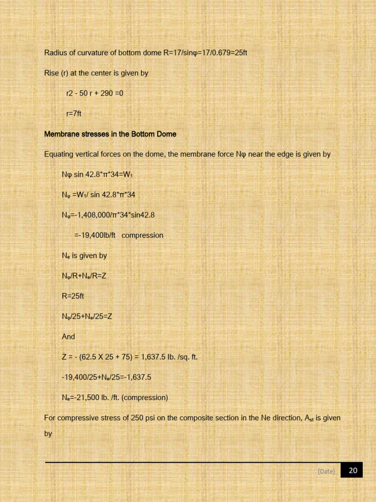 Design of Intze Tank Part 1 | PDF | Bending | Stress (Mechanics)