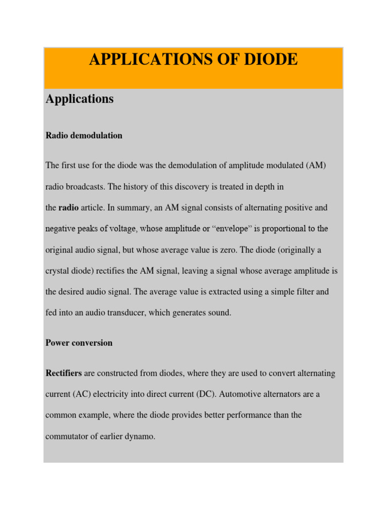 Applications of Diode | PDF | Diode | Computer Engineering