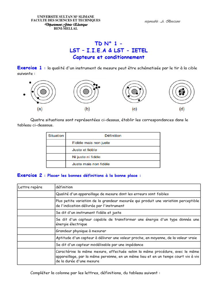 td1 Capt | PDF | Capteur | Sciences physiques