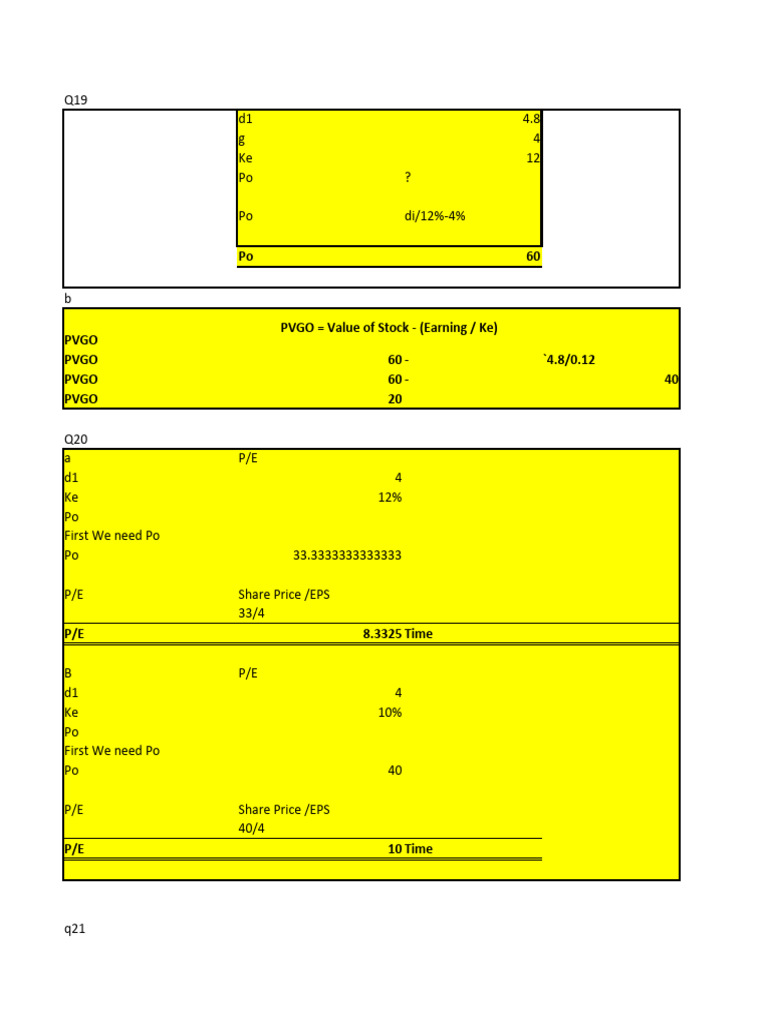 Stock Valuation From Q19 To 24 Download Free Pdf Price Earnings