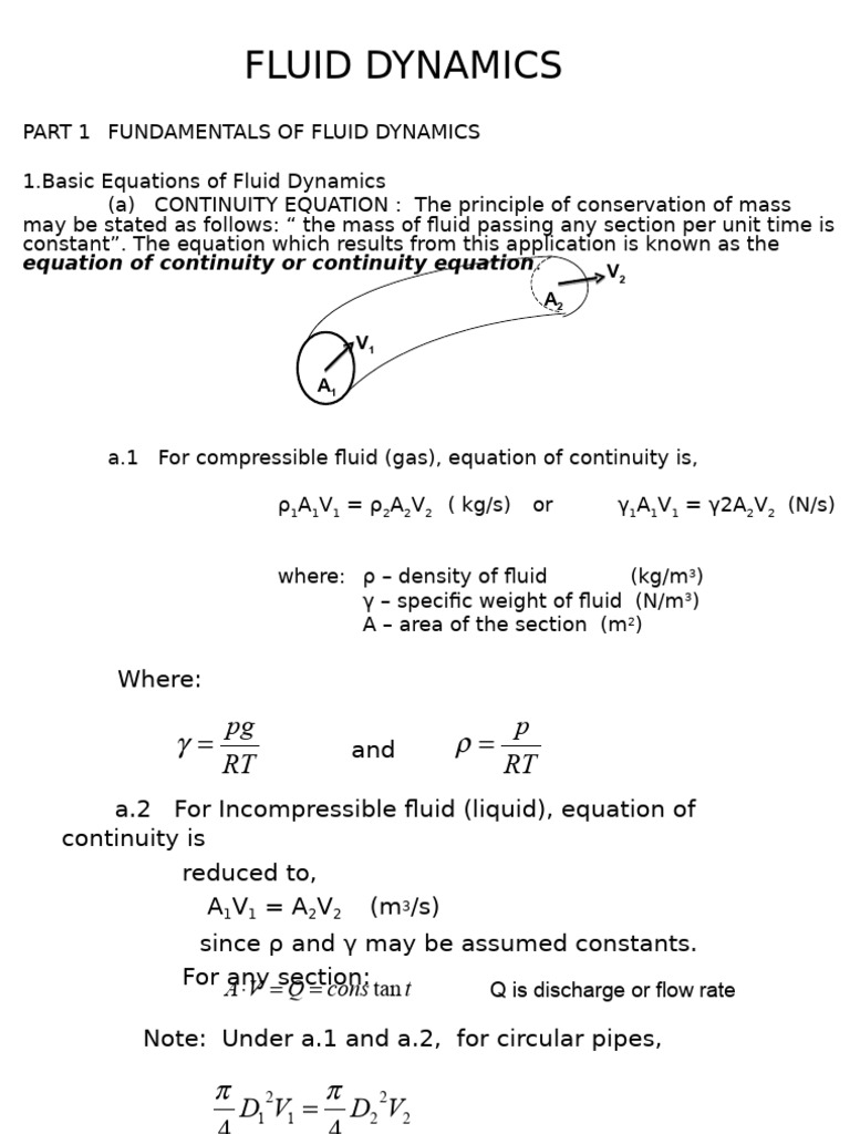 Part I A Fundamentals of Fluid Dynamics | PDF | Fluid Dynamics | Pressure