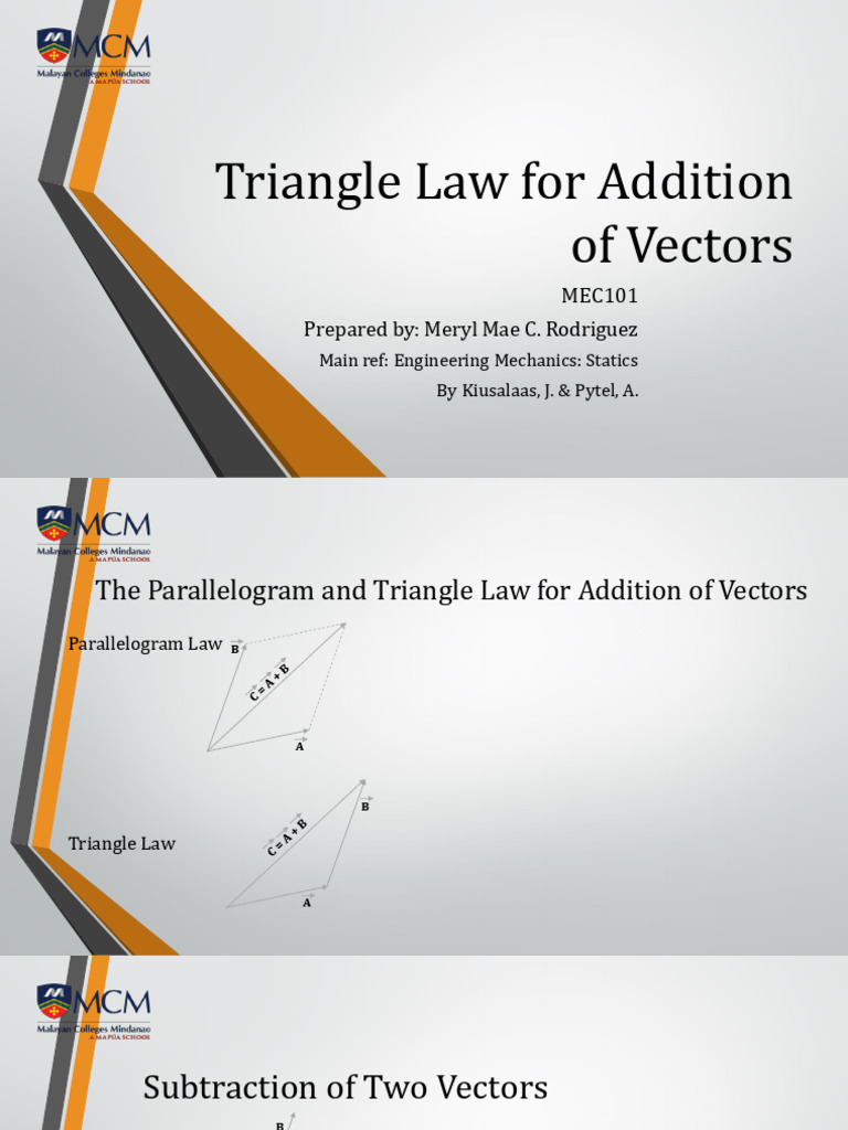 Module 4 Triangle Law For Addition of Vectors | PDF