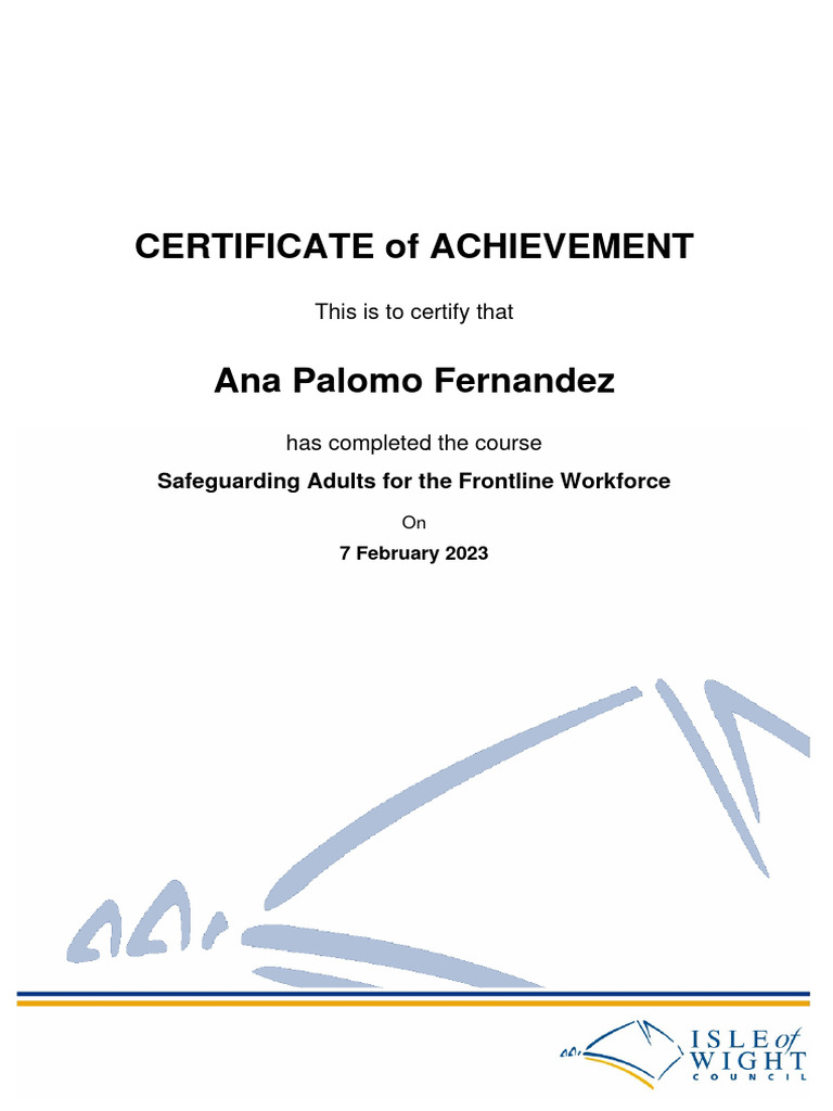 Safeguarding Adults - Certificate | PDF Safeguarding Adults - Certificate | PDF