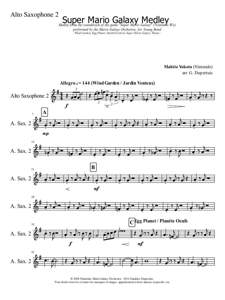 Super Mario Galaxy-Alto Saxophone 2 | PDF | Nintendo Hardware ...