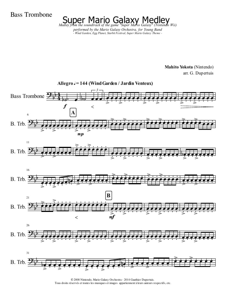 Super Mario Galaxy-Bass Trombone | PDF | Video Game Companies Of Japan ...