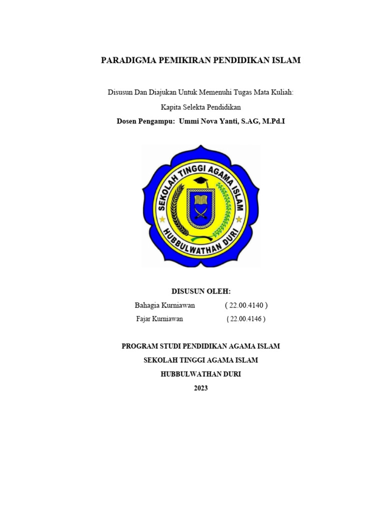 Paradigma Pemikiran Pendidikan Islam | PDF