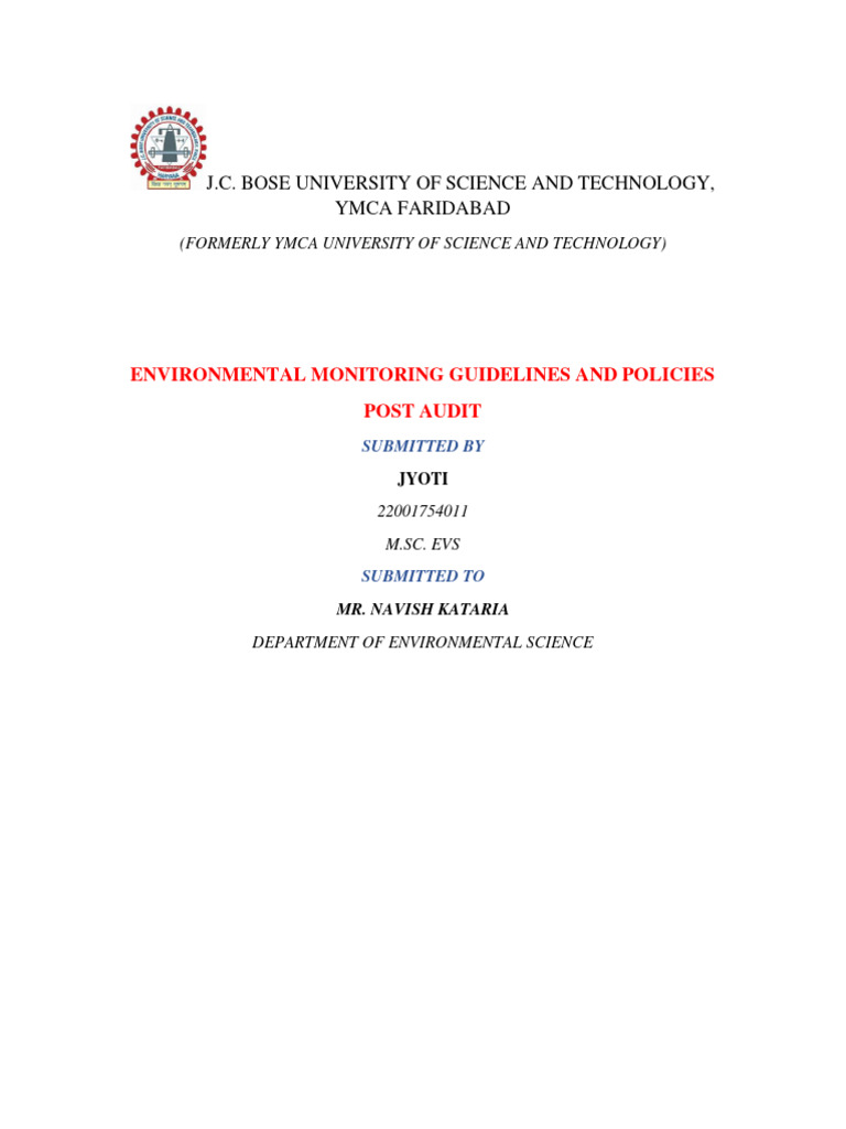 Env Monitoring Guidelines | PDF | Environmental Impact Assessment ...