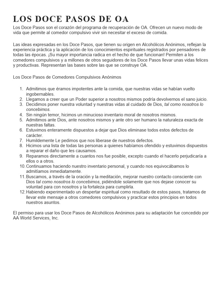 Doce Pasos de Comedores Compulsivos | PDF