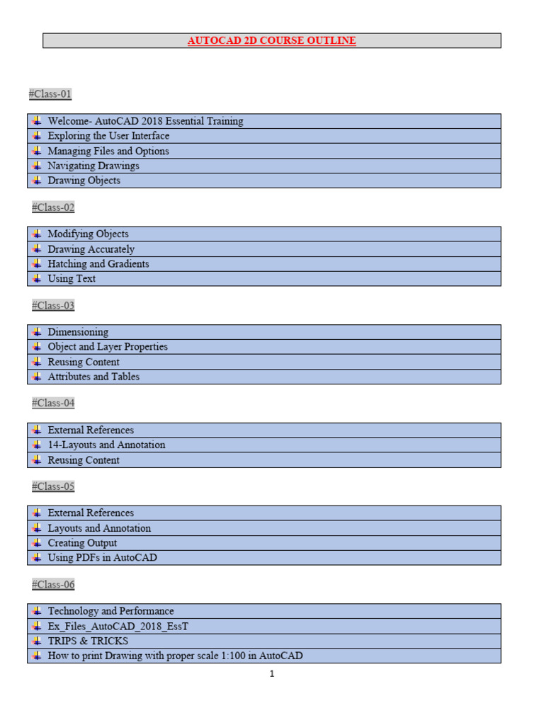 Autocad 2D Course Outline | PDF | Computers