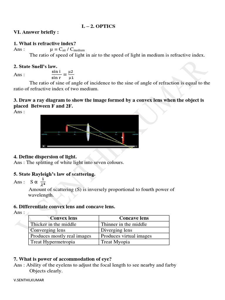Optics Notes | Download Free PDF | Optics | Refraction