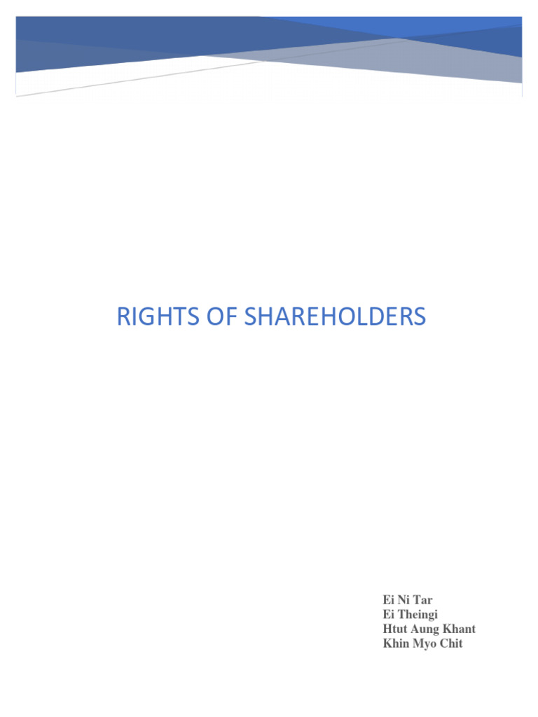 Rights of Shareholders Final | PDF | Stocks | Dividend