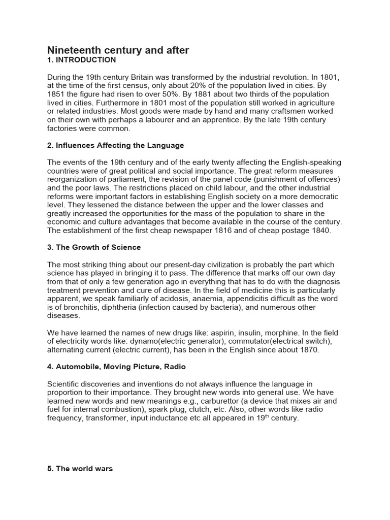 Key Events Shaping 19th Century English | PDF | English Language | Word