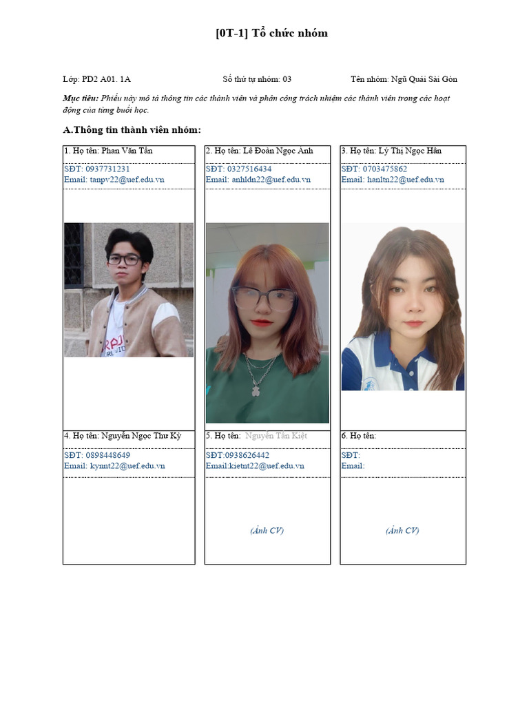 (0T-1) T CH C Nhóm: A.Thông Tin Thành Viên Nhóm | PDF