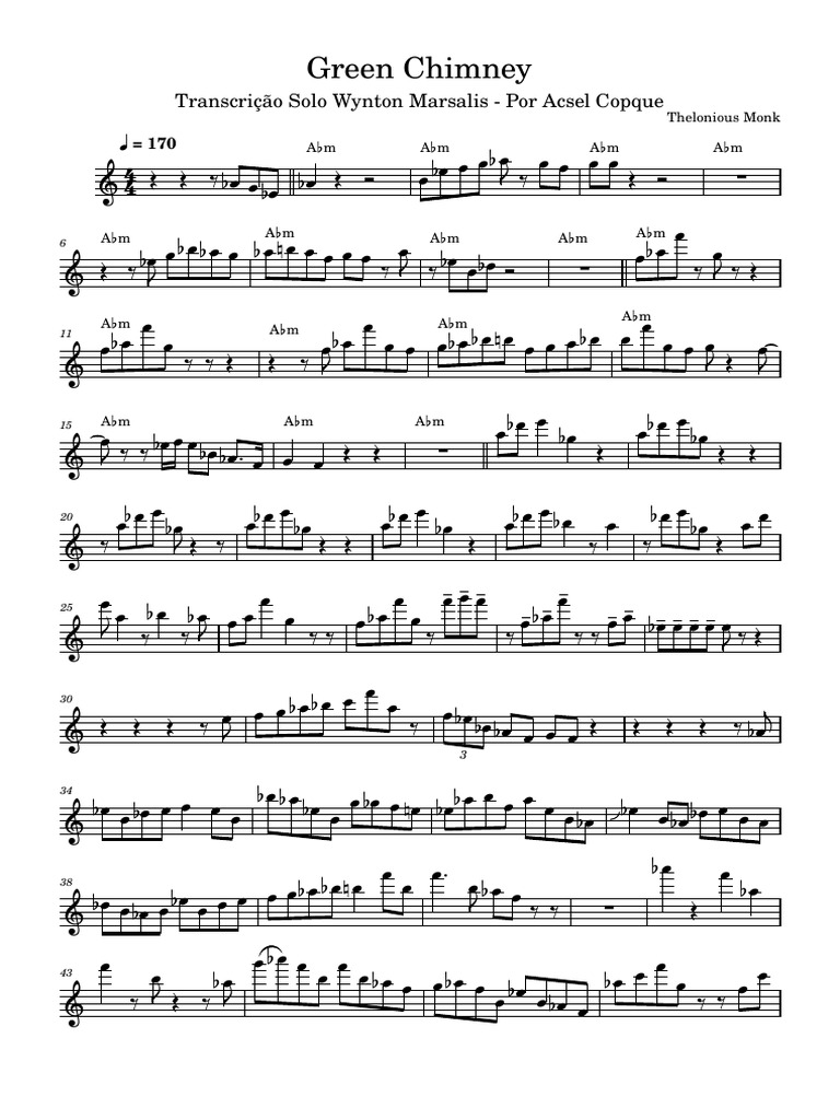 Green Chimney - Solo Wynton Marsalis - Por Acsel Copque | PDF