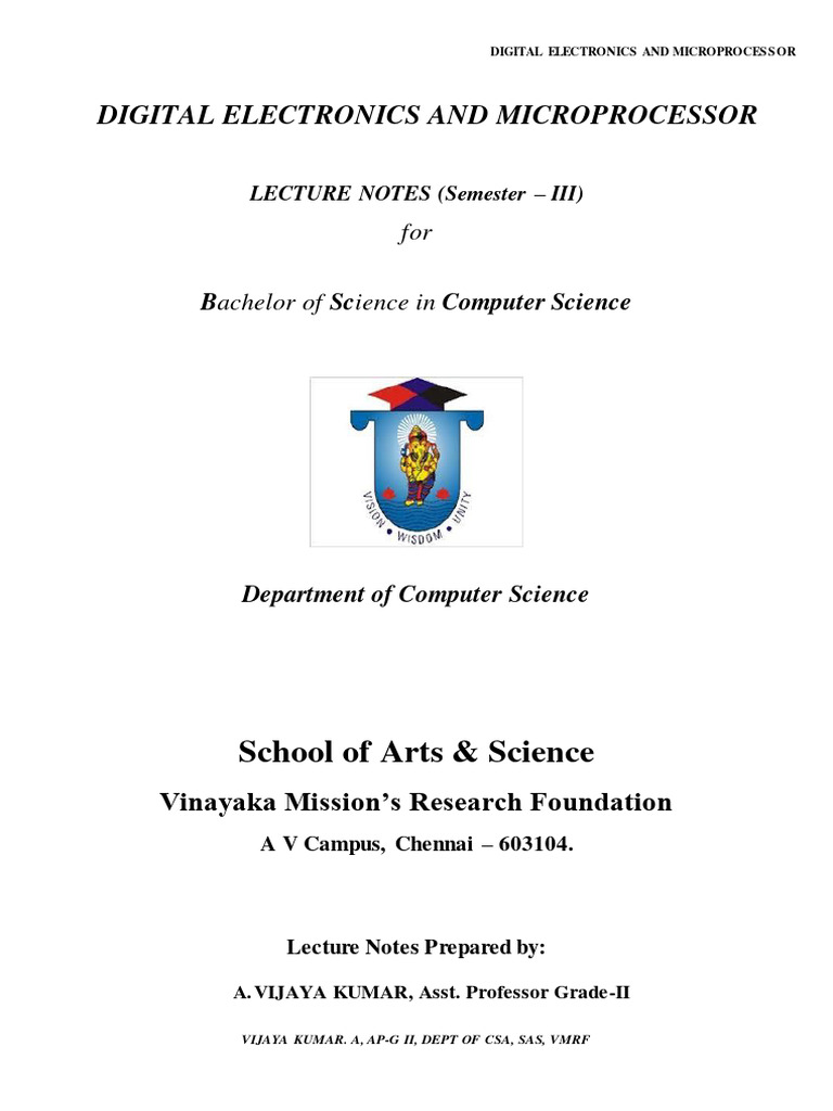 Digital Electronics and Microprocessor Lecture Notes | PDF | Digital ...