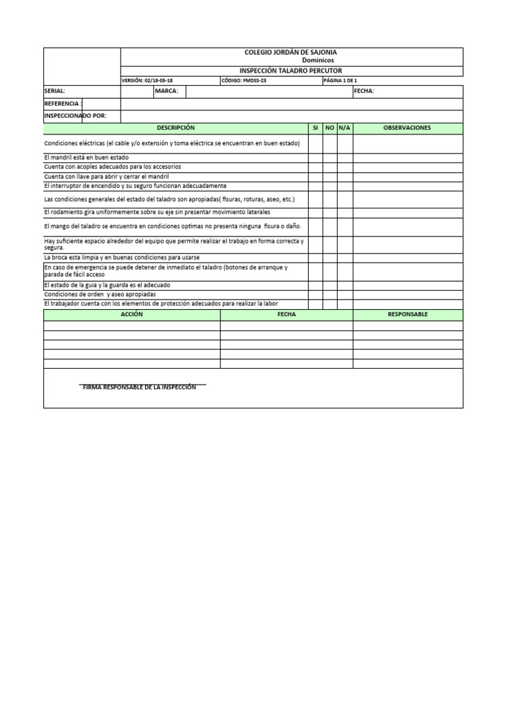 FMDSS 23 Inspección Taladro Percutor V.2 | PDF | Perforar | Bienes ...