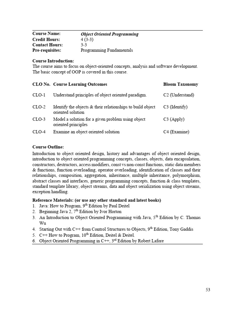 ADS 2nd Semester Course Outlines | PDF | Object Oriented Programming | Relational Model
