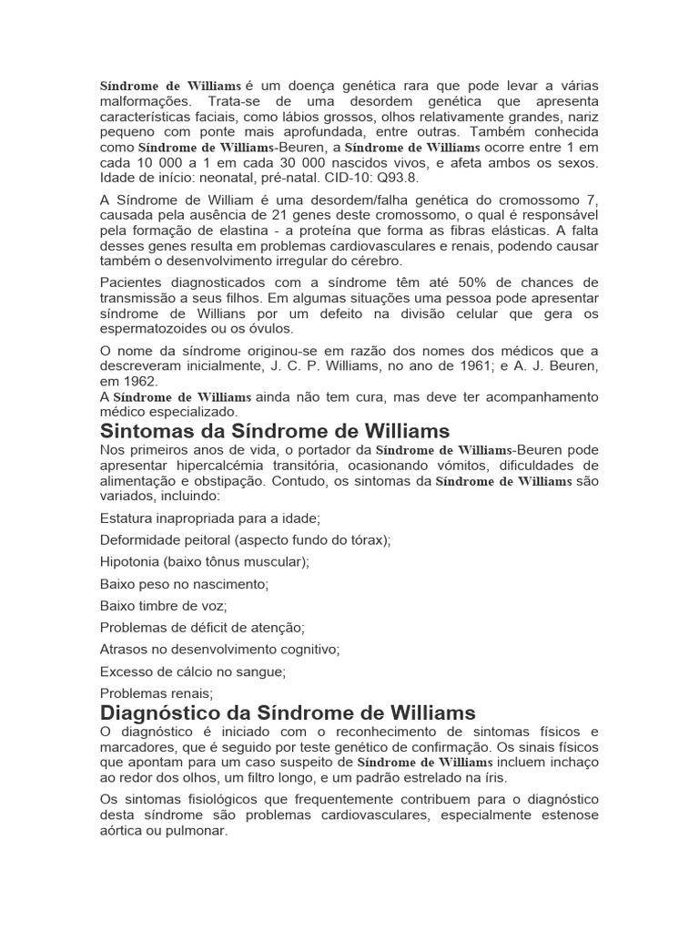Síndrome de Williams | PDF
