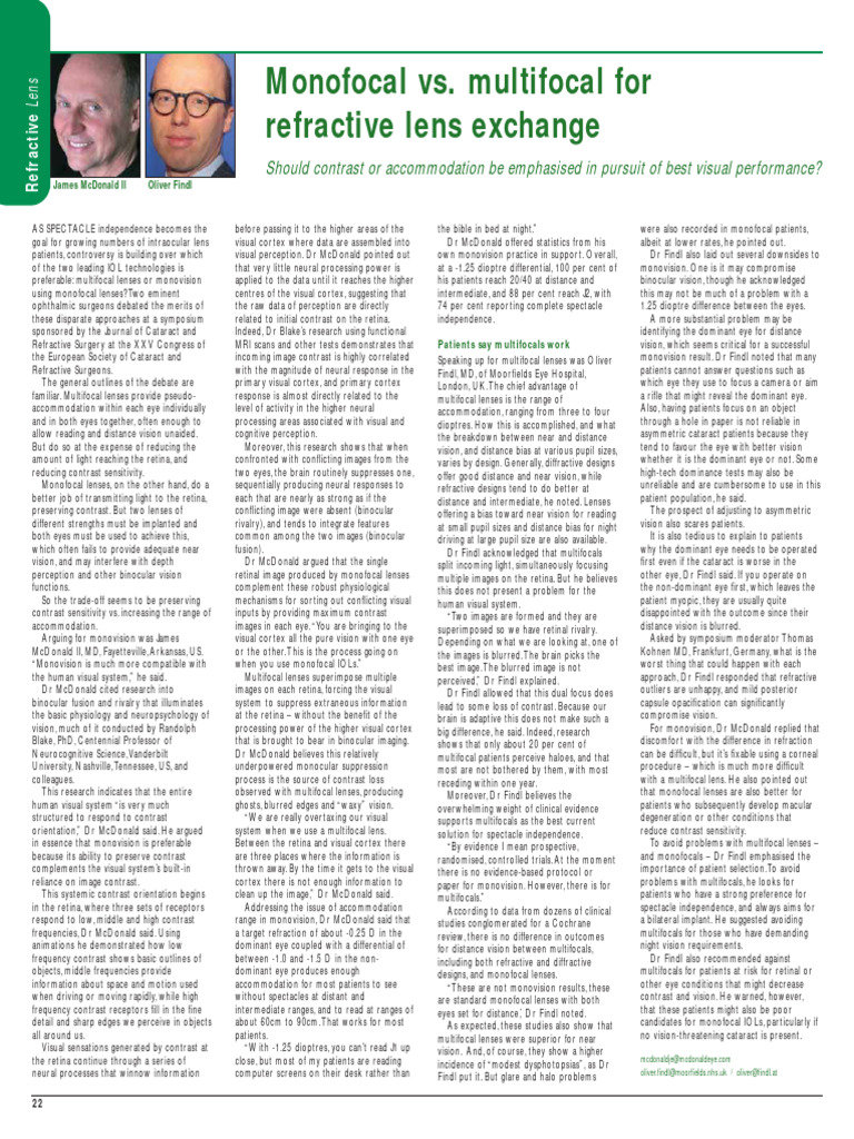 Monofocalvsmultifocal | PDF | Visual Perception | Eye