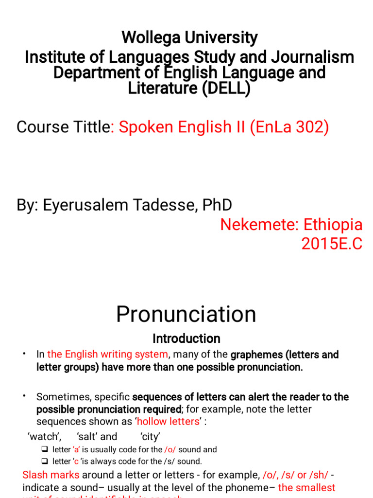 Spoken English II | PDF | Stress (Linguistics) | Accent (Sociolinguistics)