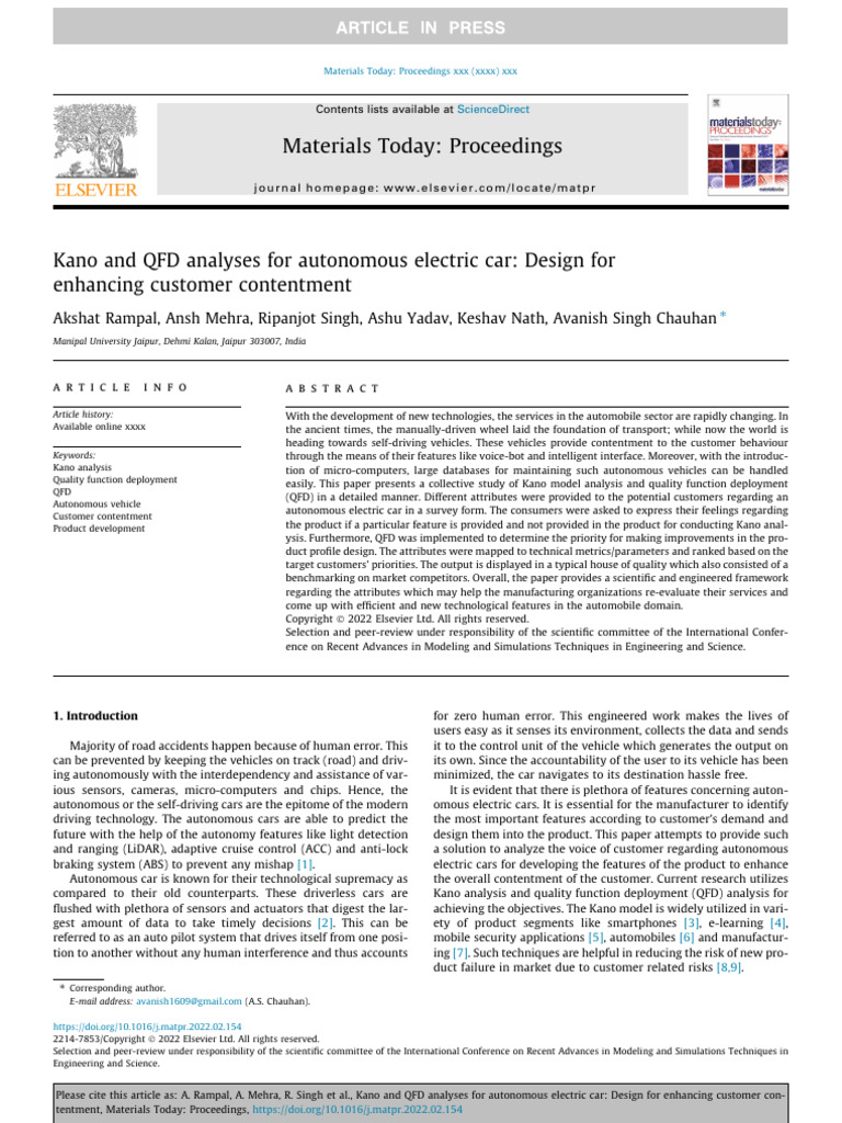 Articulo N°1 - Kano and QFD Analyses For Autonomous Electric Car ...