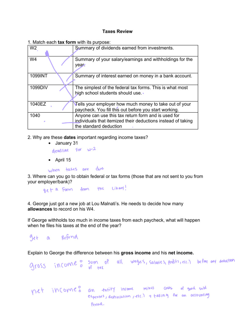 taxes review | PDF | Income Tax In The United States | Taxation In The ...