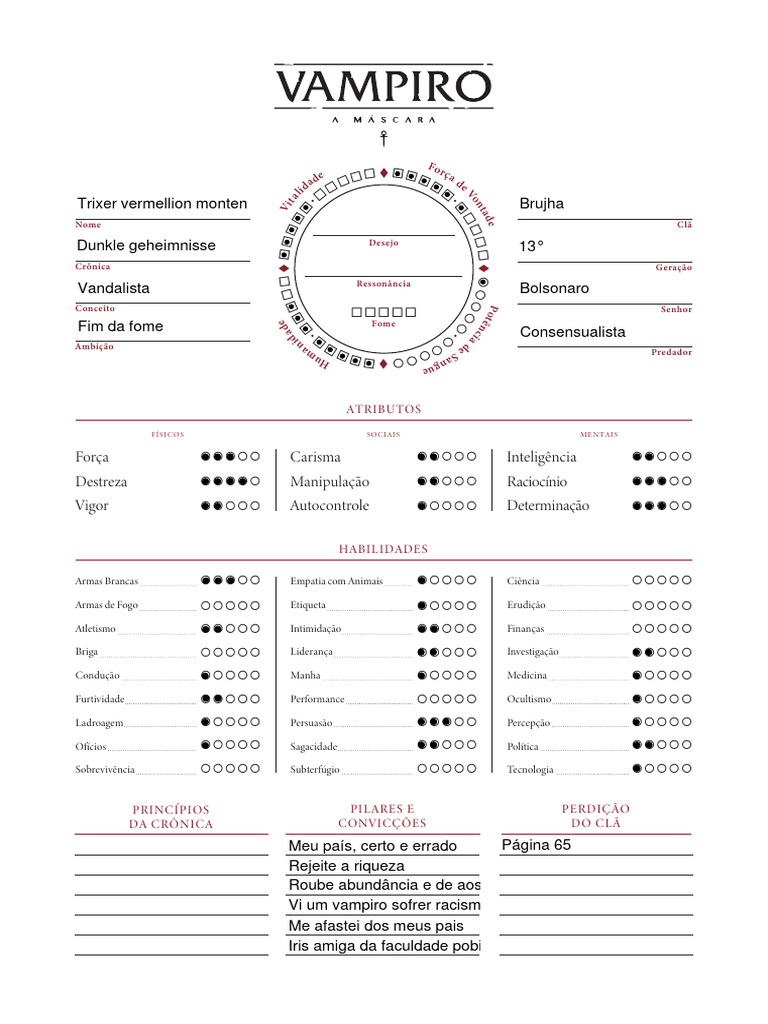 Ficha v5 PTBR Editavel | PDF