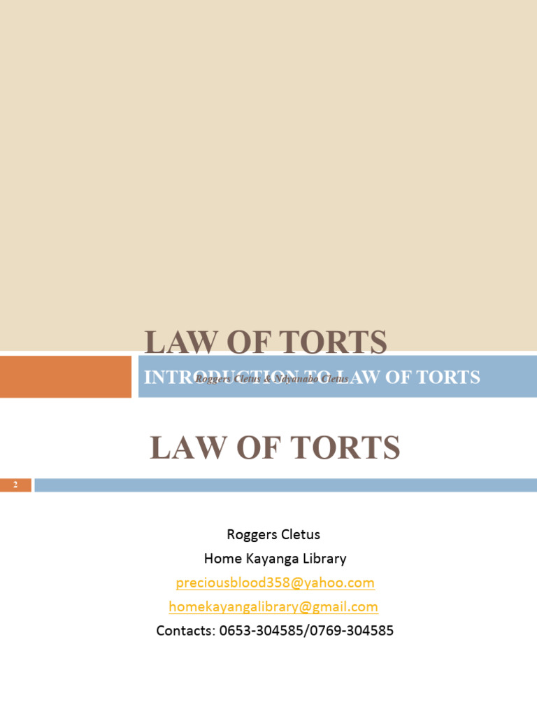 Law of Torts (2) - 1 | PDF | Tort | Damages