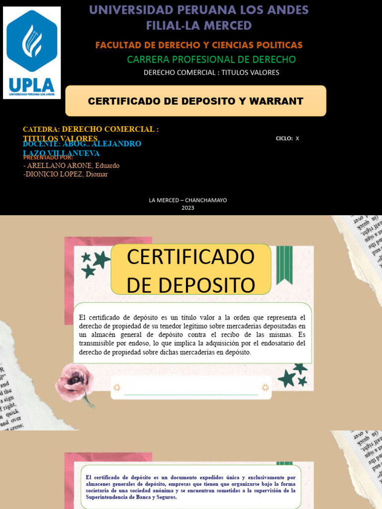 Certificado de Deposito y Warrant 2 | PDF | Seguro | Certificado de deposito