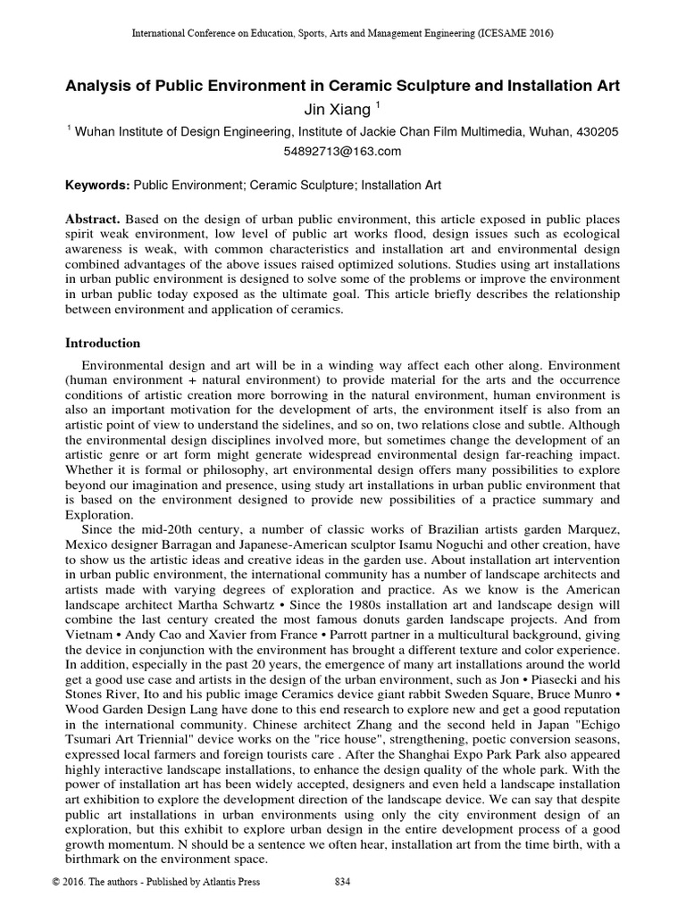 Analysis of Public Environment in Ceramic Sculpture and Installation ...