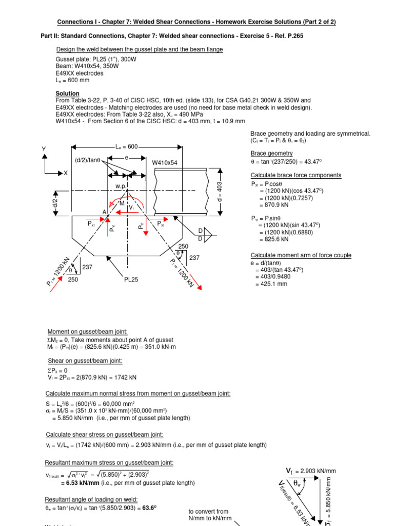 Connections 1 - Ch.7 Welded Shear Connections - Exercise Solutions (2 ...