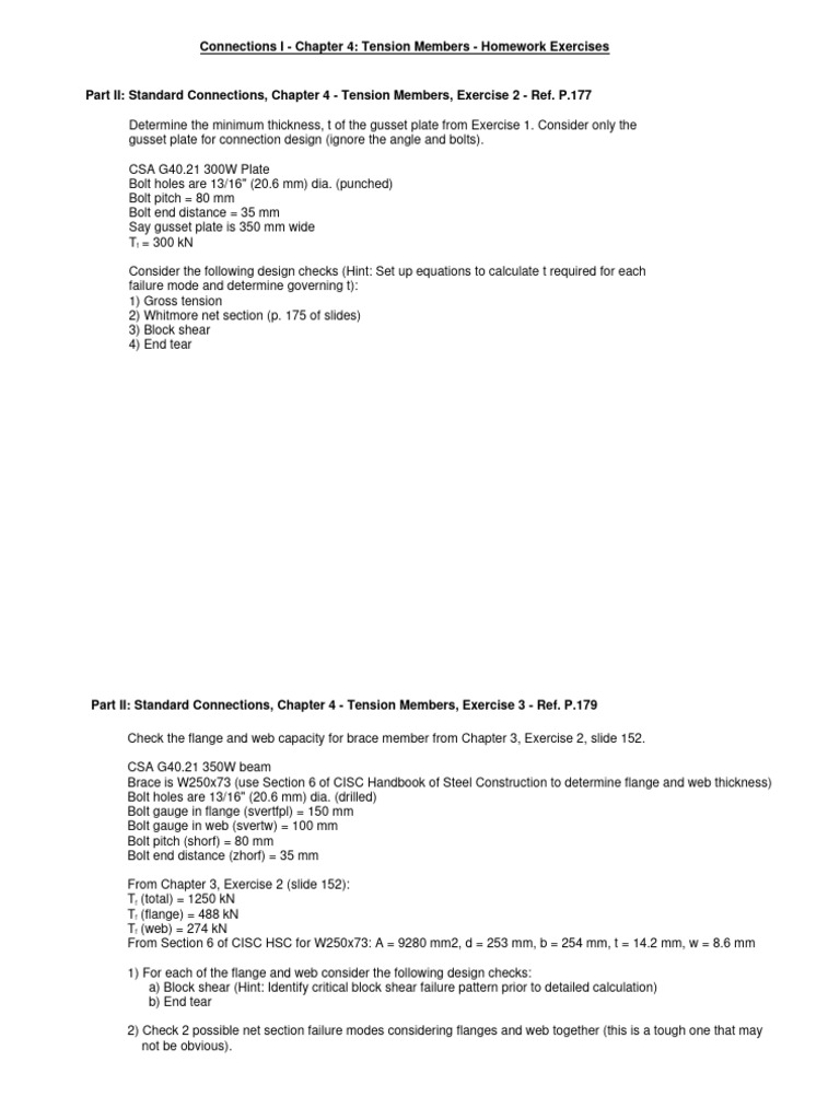 Connections 1 - Ch.4 Tension Members - Exercises (177-187) | Download Free PDF | Civil ...