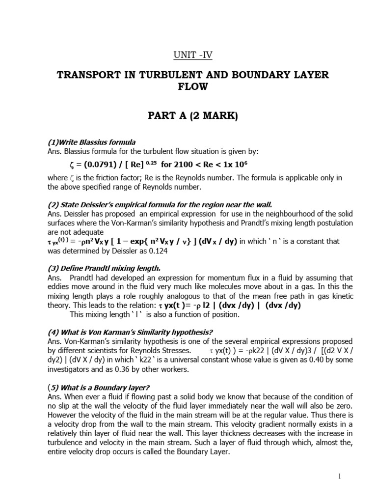 TP Unit Iv | PDF | Fluid Dynamics | Turbulence