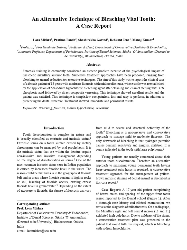 An alternative technique of bleaching vital tooth | PDF | Tooth Enamel ...